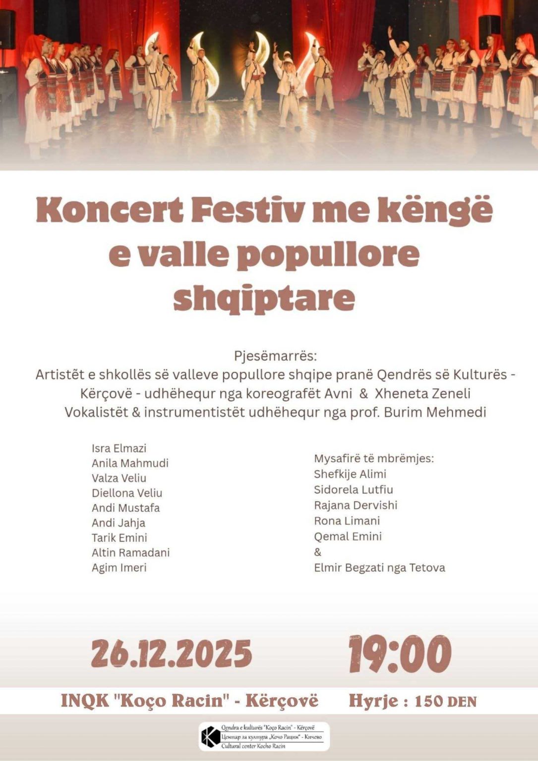 Koncert festiv me këngë e valle popullore shqiptare – Kultura-K